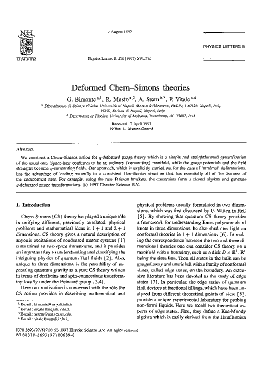 (PDF) Deformed Chern-Simons theories