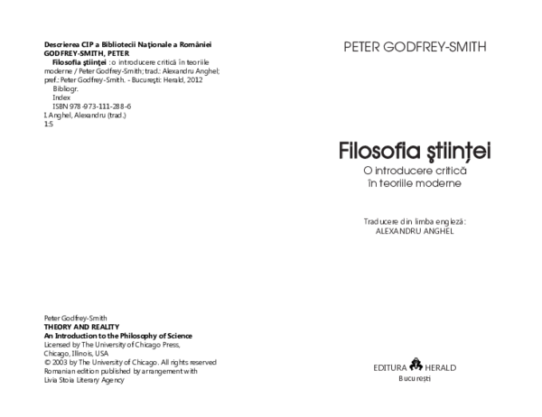 (PDF) Peter Godfrey-Smith, Theory and Reality: An Introduction to the ...