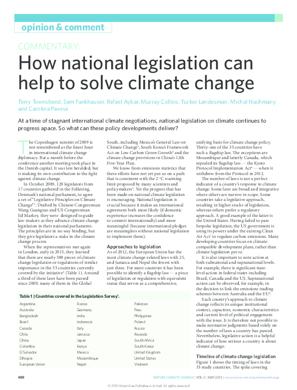 (PDF) How national legislation can help to solve climate change