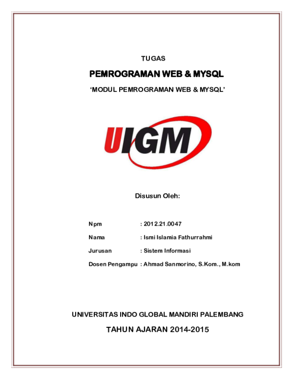 (PDF) Modul Pemula: Pemrograman Web & MySql