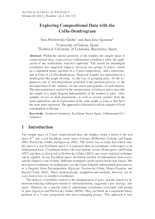 Pdf Exploring Compositional Data With The Coda Dendrogram