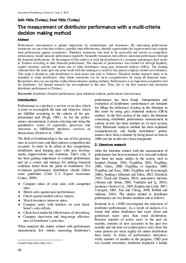 (PDF) The measurement of distributor performance with a multi-criteria ...