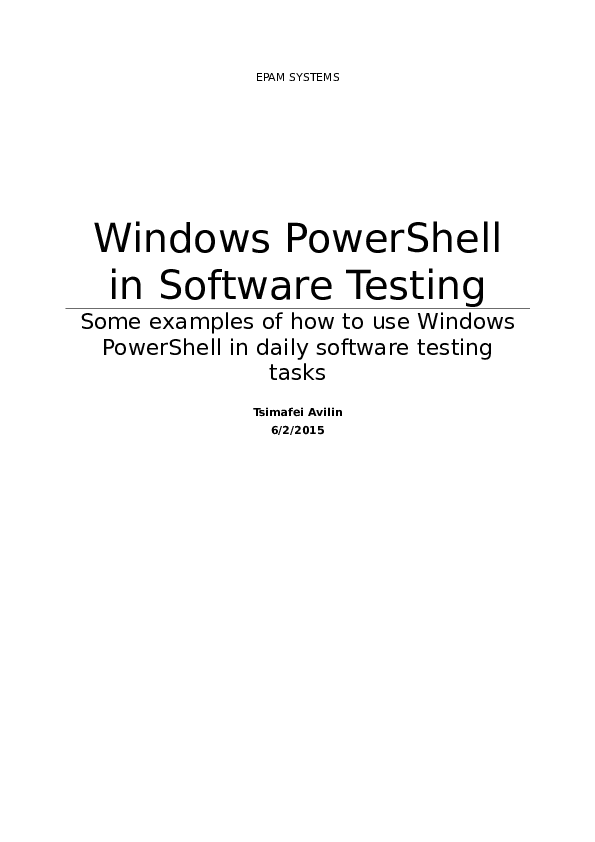 (DOC) Windows PowerShell in Software Testing