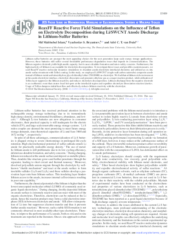 (PDF) ReaxFF Reactive Force Field Simulations on the Influence of ...