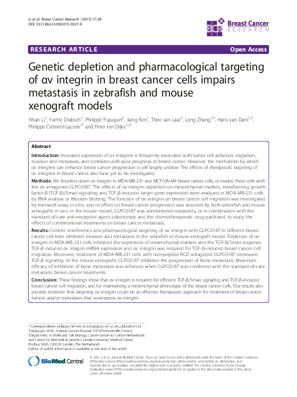 (PDF) Genetic depletion and pharmacological targeting of av integrin in ...