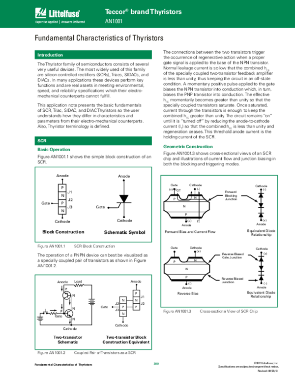 (PDF) Littelfuse Thyristor Fundamental Characteristics of Thyristors Application Note