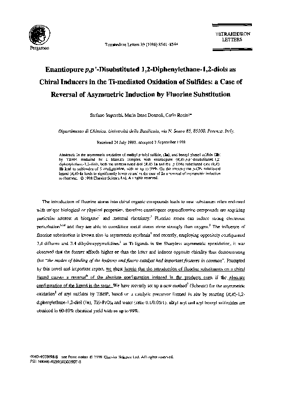(PDF) Enantiopure p,p′-disubstituted 1,2-diphenylethane-1,2-diols as ...