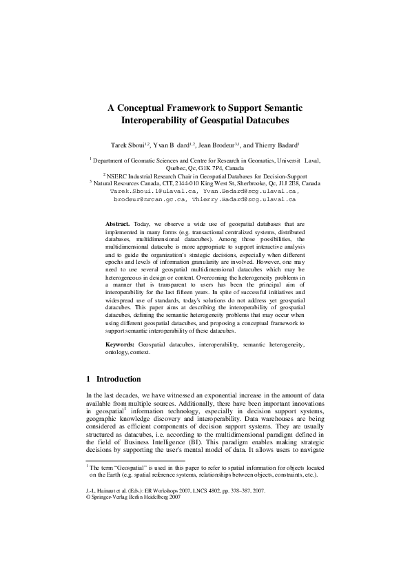 Pdf A Conceptual Framework To Support Semantic Interoperability Of Geospatial Datacubes