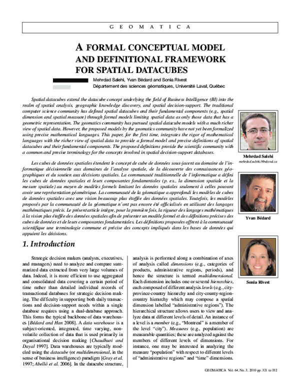 (PDF) A Formal Conceptual Model and Definition Framework for Spatial ...