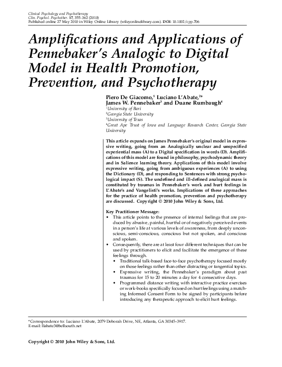 (PDF) Amplifications and applications of Pennebaker's analogic to ...