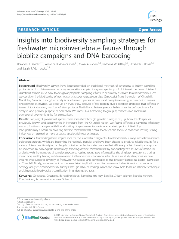 (PDF) Insights into biodiversity sampling strategies for freshwater ...