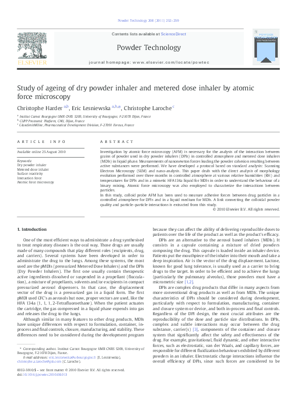 (PDF) Study of ageing of dry powder inhaler and metered dose inhaler by ...
