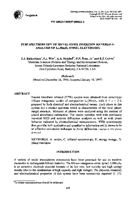 (PDF) FTIR spectroscopy of metal oxide insertion materials: Analysis of ...
