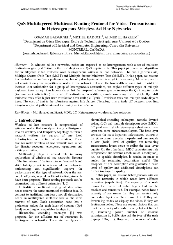 Pdf Qos Multilayered Multicast Routing Protocol For Video Transmission In Heterogeneous