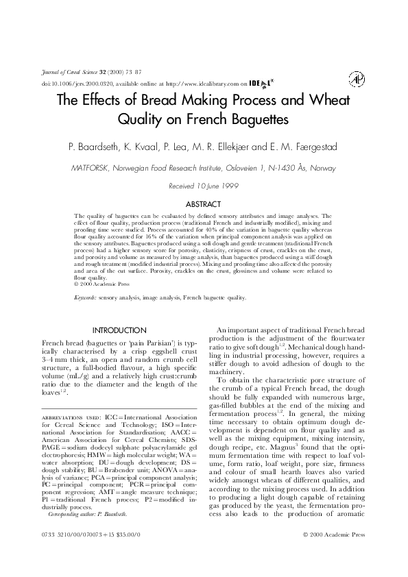 (PDF) The Effects of Bread Making Process and Wheat Quality on French ...