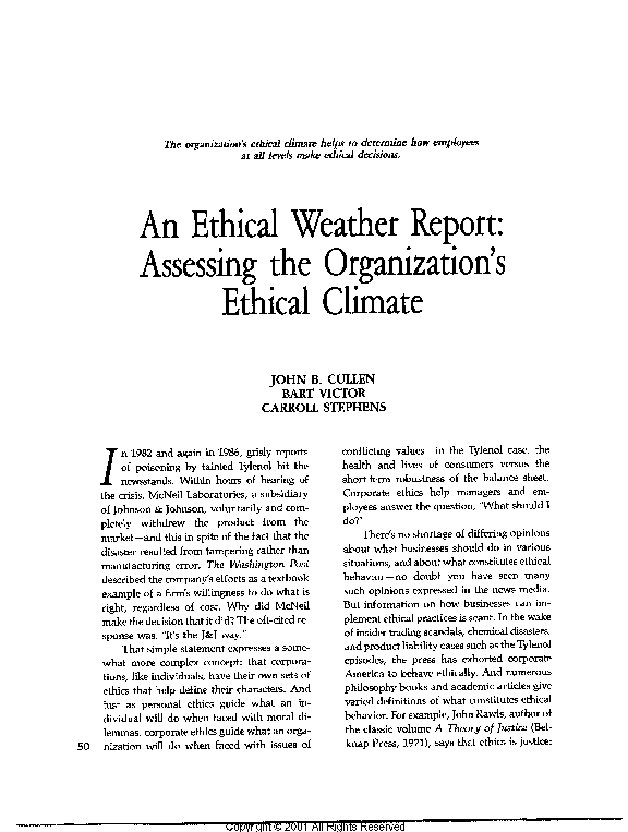 (PDF) An ethical weather report: Assessing the organization's ethical ...