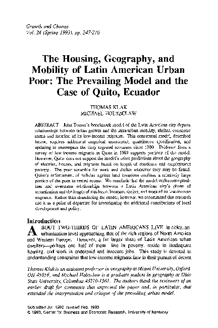 (PDF) The Housing, Geography, and Mobility of Latin American Urban ...