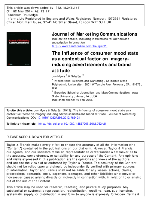 (PDF) The influence of consumer mood state as a contextual factor on ...