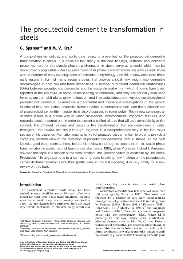 (PDF) The proeutectoid cementite transformation in steels