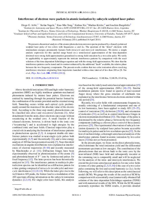 (PDF) Interference of electron wave packets in atomic ionization by ...