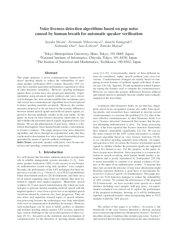 Pdf Voice Liveness Detection Algorithms Based On Pop Noise Caused By