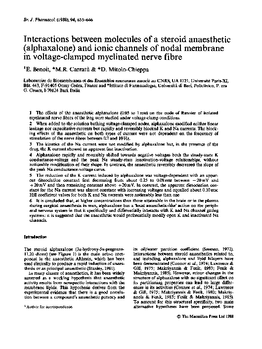 (PDF) Interactions between molecules of a steroid anaesthetic ...
