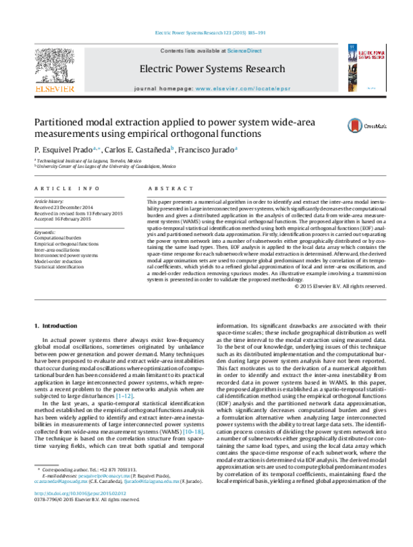 (PDF) Partitioned modal extraction applied to power system wide-area measurements using ...