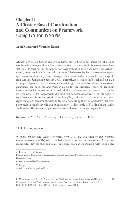Pdf A Cluster Based Coordination And Communication Framework Using Ga
