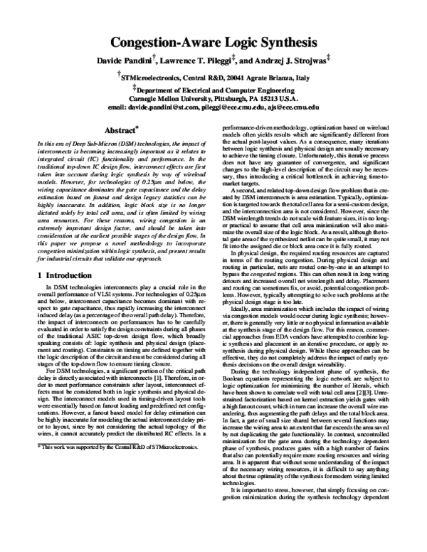 Pdf Congestion Aware Logic Synthesis