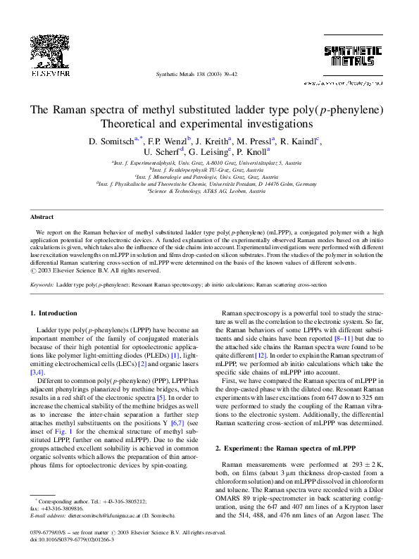 (PDF) The Raman spectra of methyl substituted ladder type poly(p-phenylene)