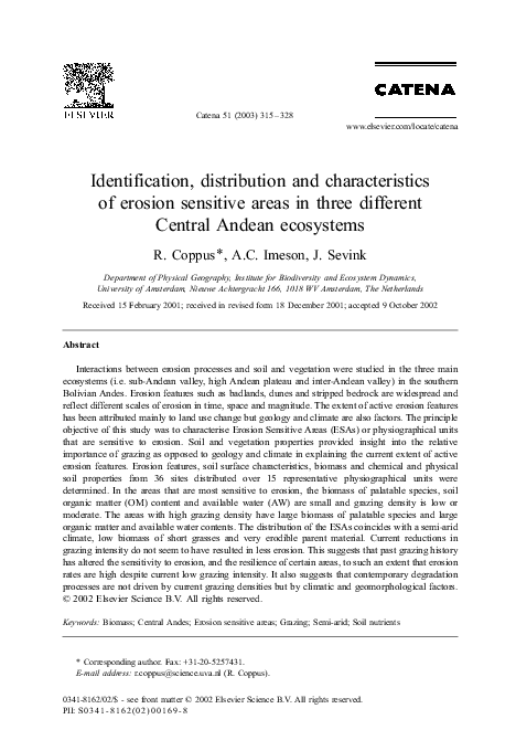 (PDF) Identification, distribution and characteristics of erosion sensitive areas in three ...