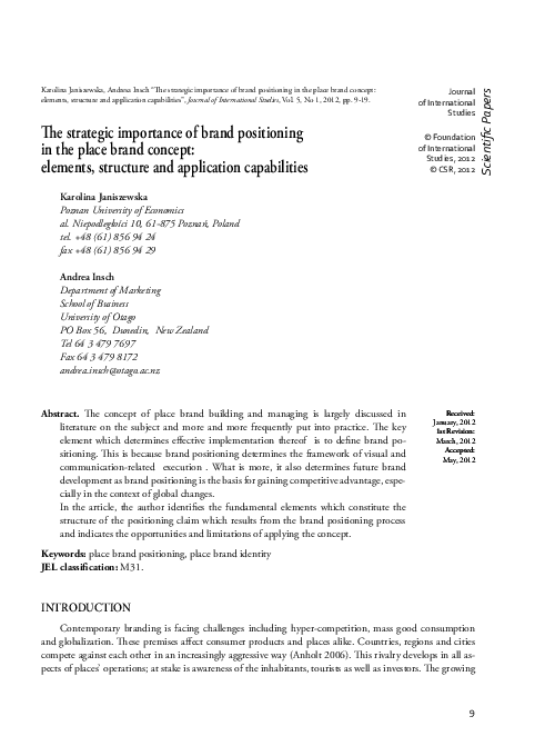 (PDF) The Strategic Importance of Brand Positioning in the Place Brand ...