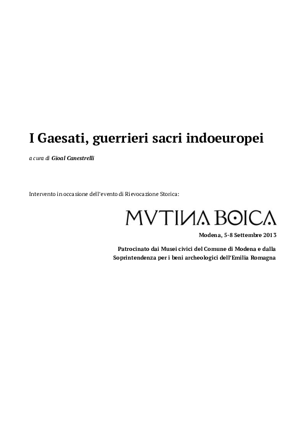 I Gaesati, guerrieri sacri indeuropei