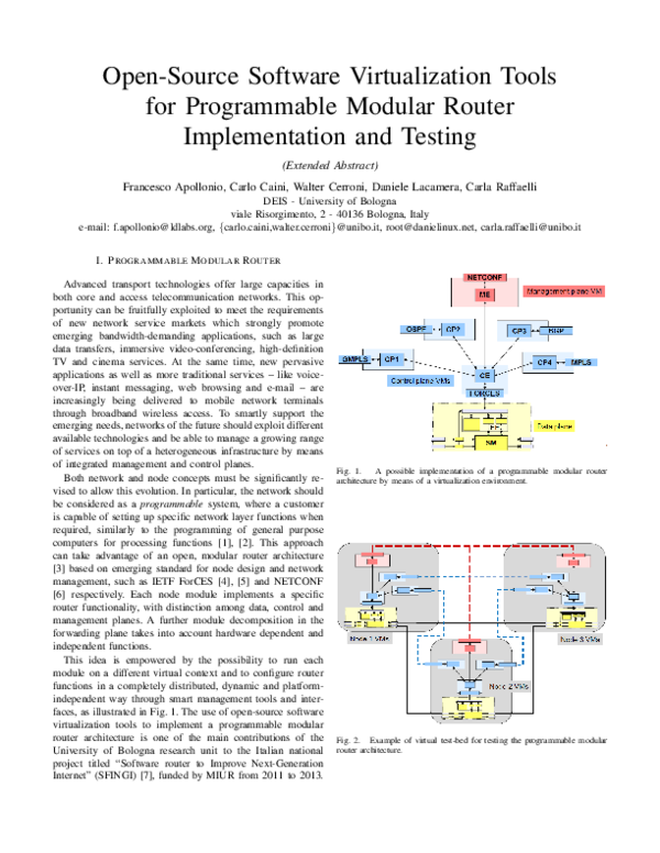 (PDF) Open-Source Software Virtualization Tools for Programmable Modular Router Implementation ...