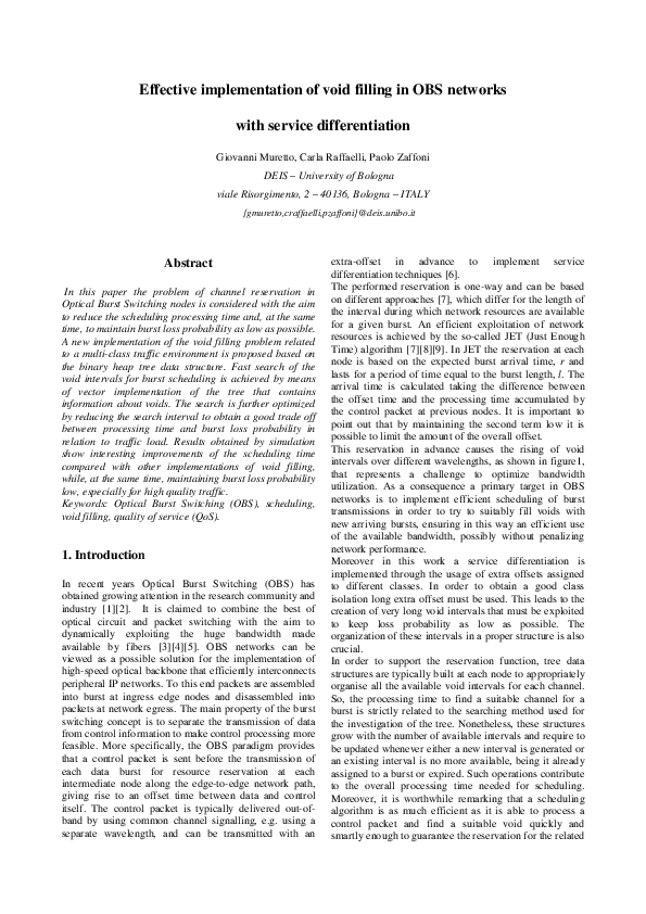 (PDF) Effective implementation of void filling in OBS networks with service differentiation ...