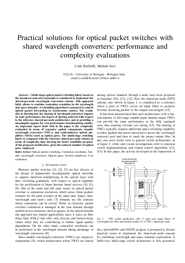 (PDF) Practical solutions for optical packet switches with shared wavelength converters ...