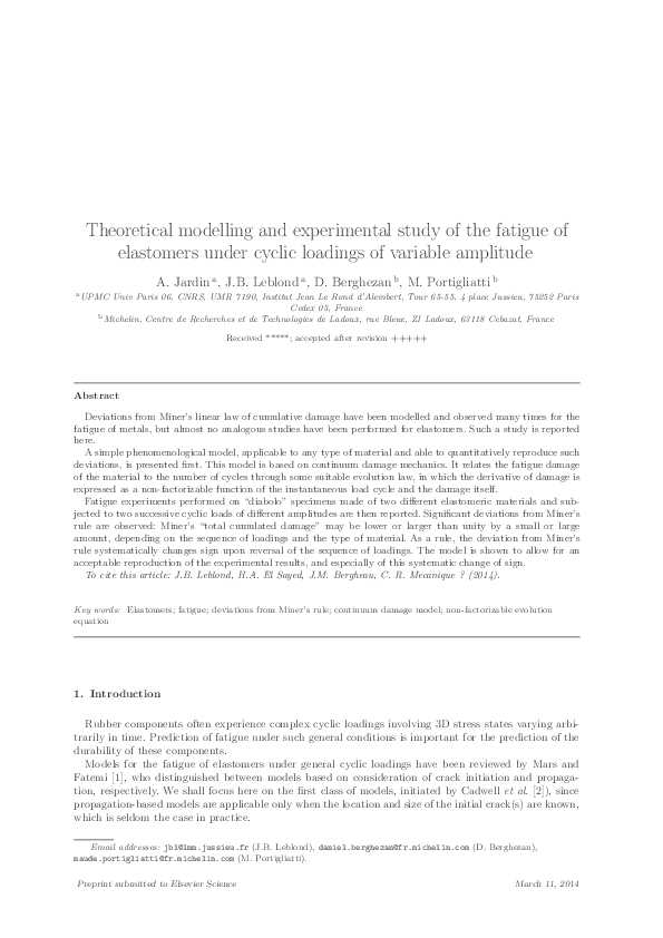 (PDF) Dependence on mean stress and stress amplitude of fatigue life of EPDM elastomers ...