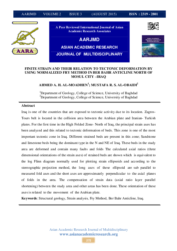 (PDF) FINITE STRAIN AND THEIR RELATION TO TECTONIC DEFORMATION BY USING ...