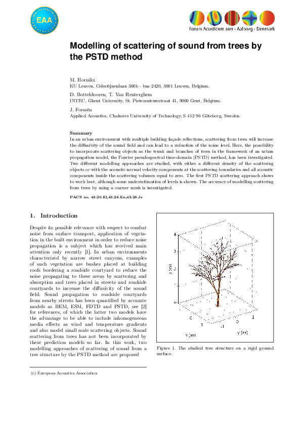 (PDF) Modelling of scattering of sound from trees by the PSTD method