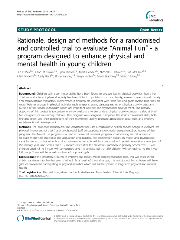 (PDF) Rationale, design and methods for a randomised and controlled trial to evaluate" Animal ...