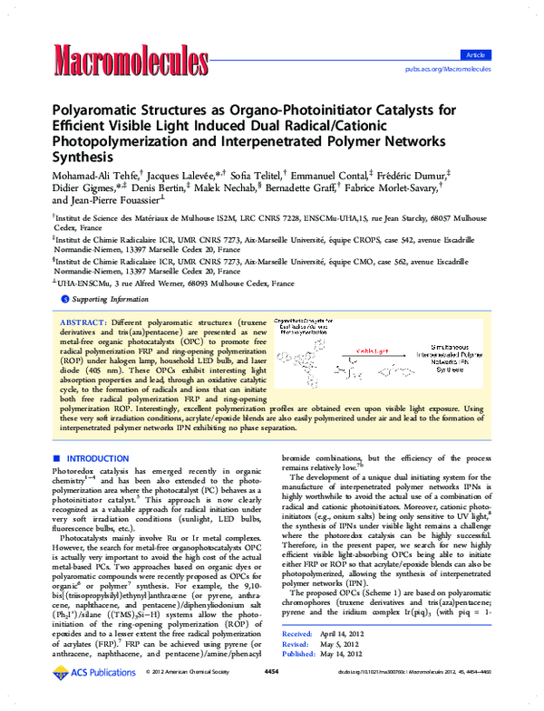 (PDF) Polyaromatic Structures as Organo-Photoinitiator Catalysts for ...