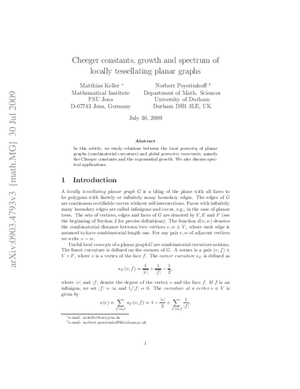(PDF) Cheeger constants, growth and spectrum of locally tessellating ...