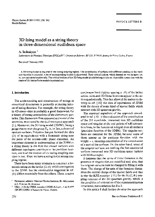 (PDF) 3D Ising model as a string theory in three-dimensional euclidean ...