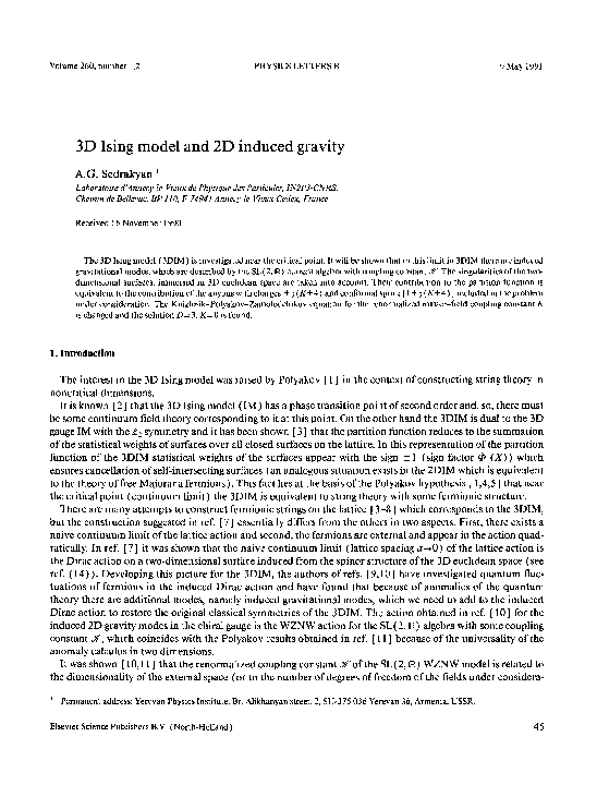 (PDF) 3D Ising model and 2D induced gravity