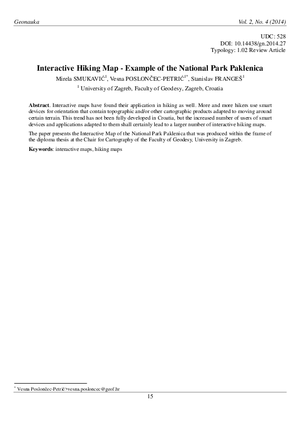 (PDF) Interactive hiking map - example of the National Park Paklenica