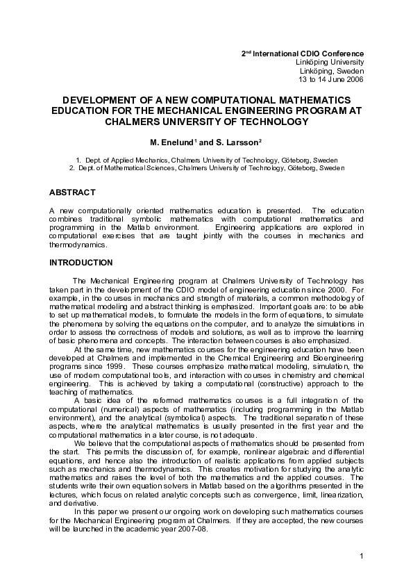 (PDF) Development of a new computational mathematics education for the ...
