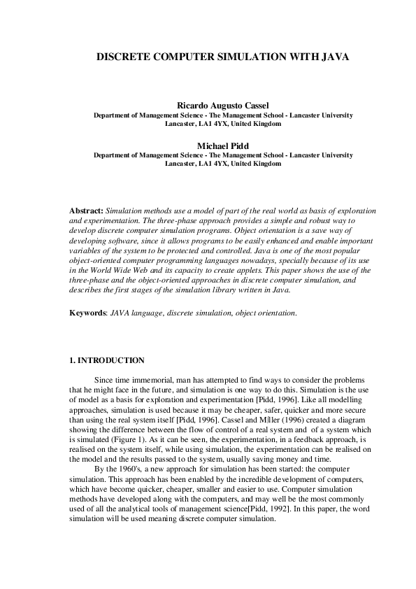 (PDF) DISCRETE COMPUTER SIMULATION WITH JAVA