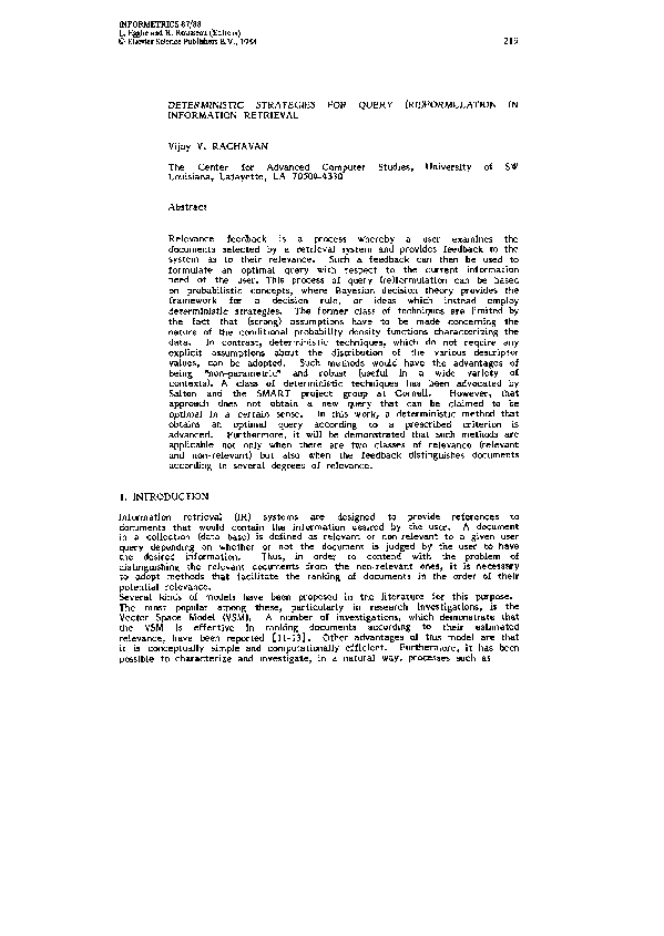 (PDF) Deterministic strategies for query (re) formulation in information retrieval | Vijay ...