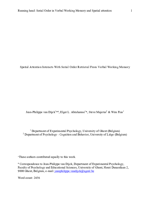 (PDF) Spatial Attention Interacts With Serial-Order Retrieval From Verbal Working Memory