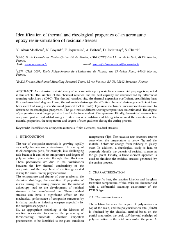 (PDF) Identification of thermal and rheological properties of an ...